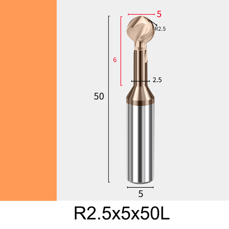 R2.5 (5mm) Steel Chamfer End Mill | BEYOND Arc Up & Down Chamfer Cutter ...
