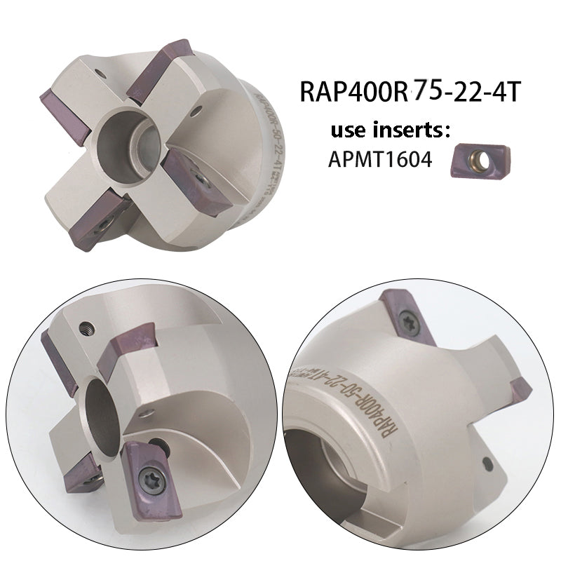 RAP300R-75-22-5T 75° Waste Angle CNC Milling Cutter – 75mm Diameter, P ...